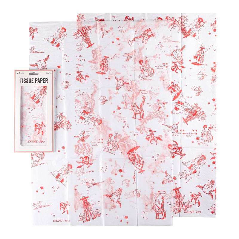 Tissue Paper, Cowboy Rodeo, Red and White, 3 Sheets, UK printed – No77