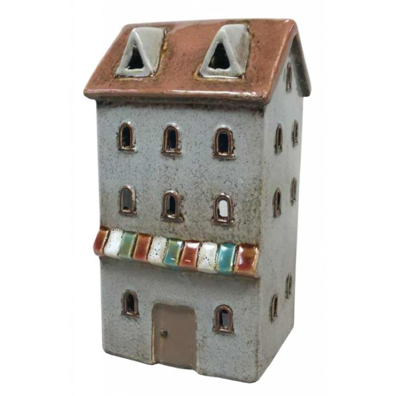 Candle House, Ceramic Dutch House Tea Light Holder, Glazed Pottery, Fr ...